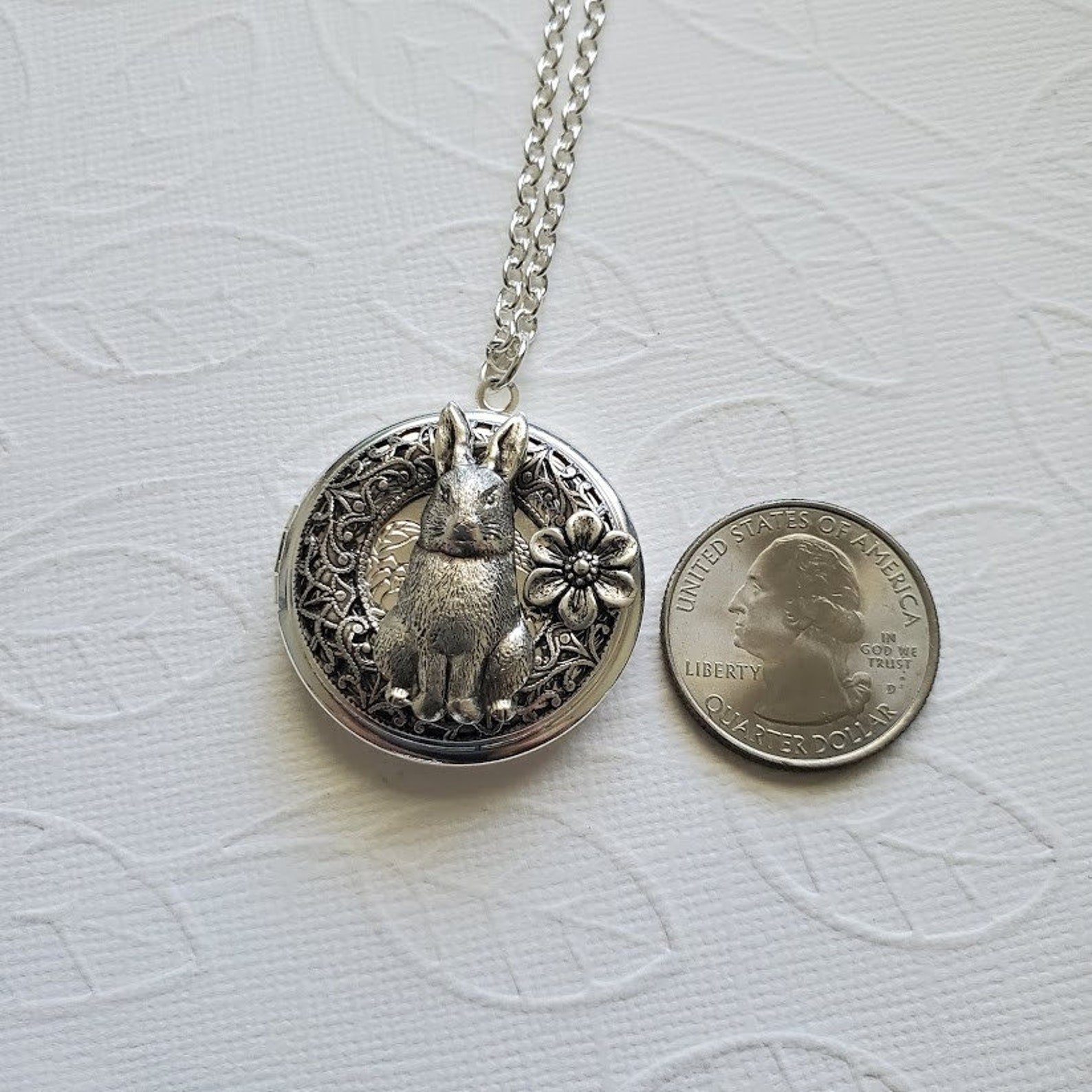 Flower Bunny Rabbit Locket Necklace Nature Jewelry Animal | Etsy