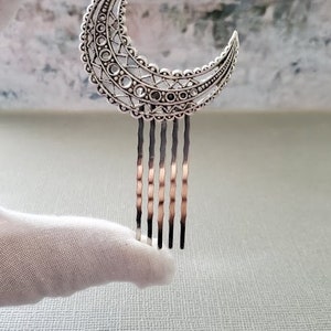 Moon Haircomb | Crescent Moon Hair Stick | Silver Accessories ...