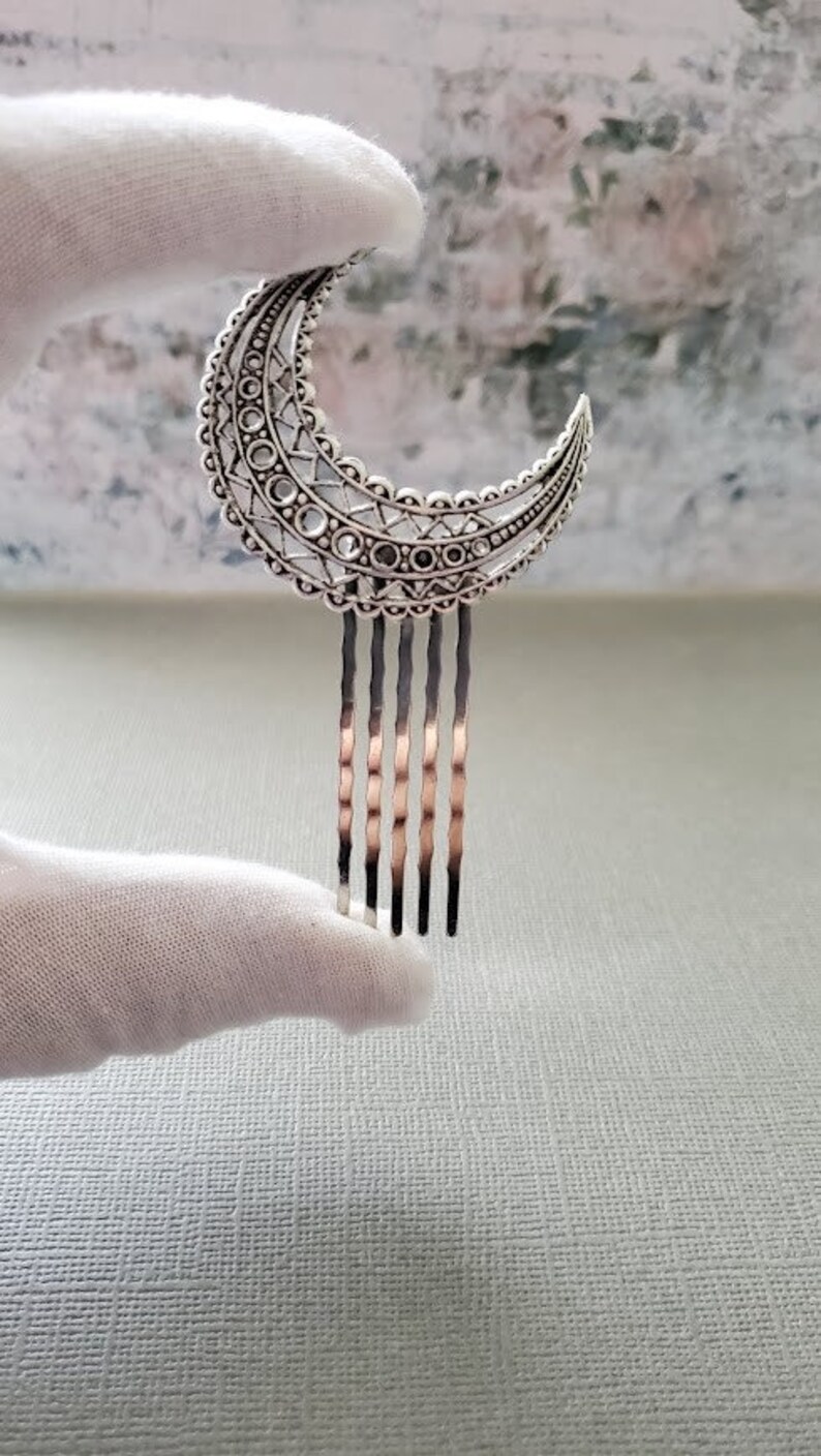 Moon Haircomb | Crescent Moon Hair Stick | Silver Accessories ...