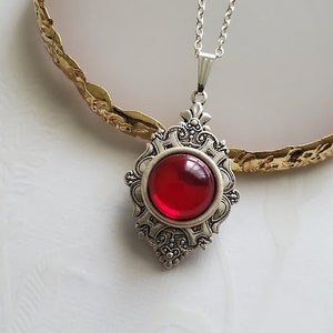 Red Oval Necklace | Ruby Stone Pendant | Silver Jewelry | Red Opal ...
