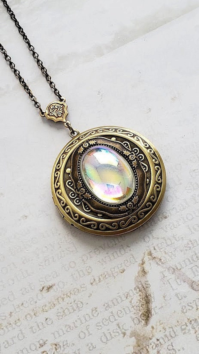Aura Locket Necklace Mystic Bronze Stone Victorian Fantasy - Etsy