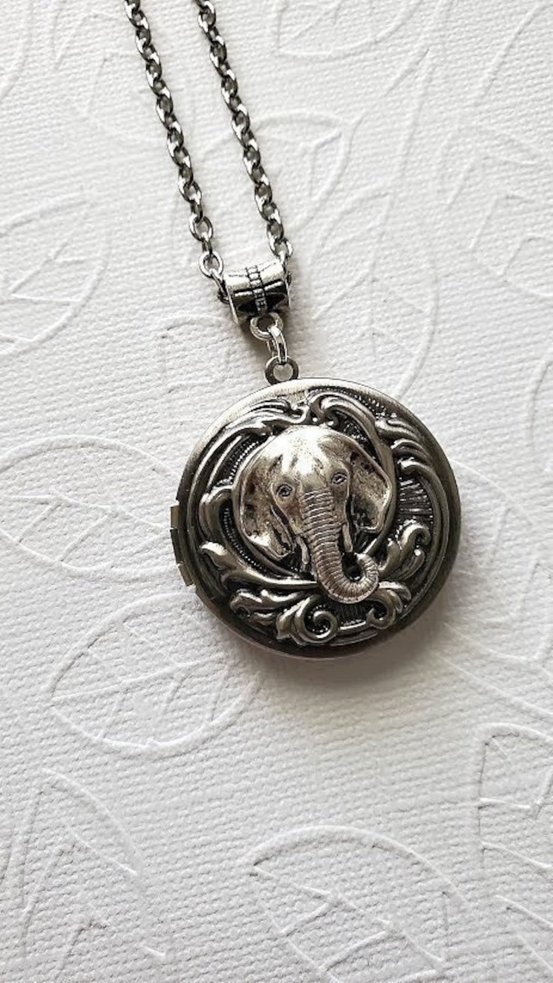 Elephant Locket Necklace | Circus Necklace | Animal Pendant | Silver ...