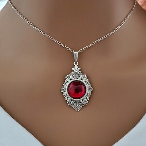Red Oval Necklace | Ruby Stone Pendant | Silver Jewelry | Red Opal ...