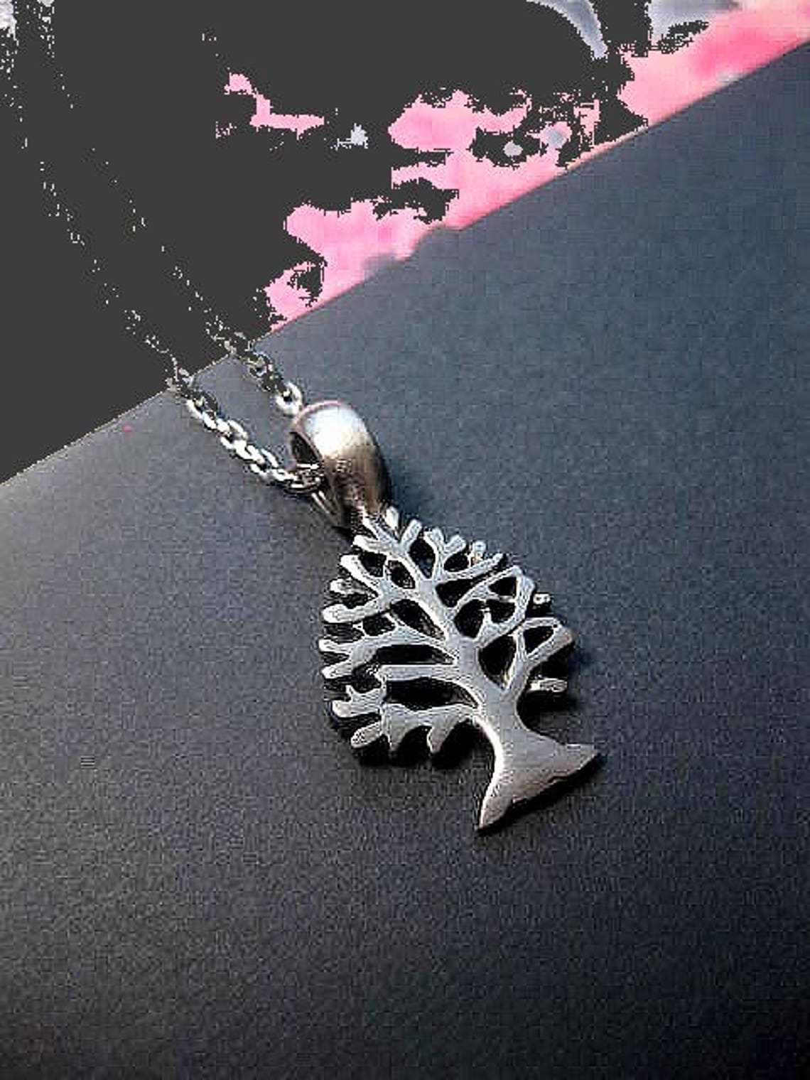 Tree Pendant Necklace Silver nature Custom Chain Length - Etsy