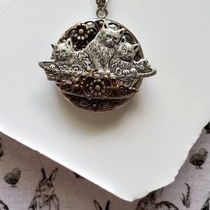 Silver Cat Locket | Kitty Cat Necklace | Basket of Animal Jewelry ...