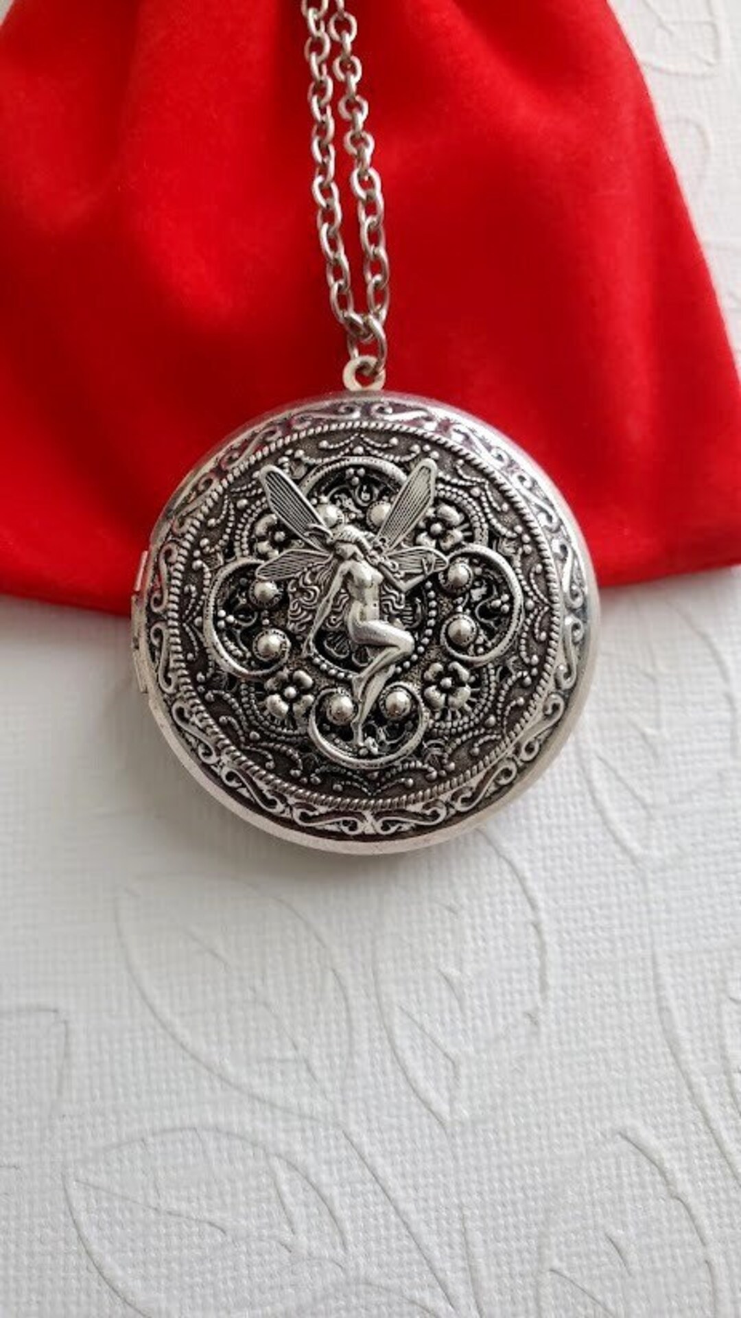 Silver Fairy Necklace | Victorian Locket | Fairycore Pendant | Fae ...