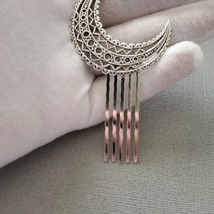 Moon Haircomb | Crescent Moon Hair Stick | Silver Accessories ...