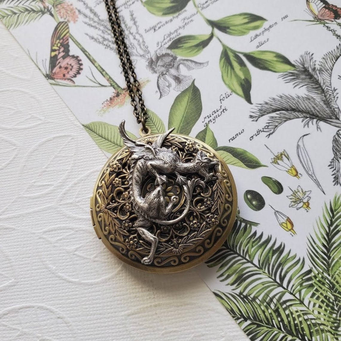 Gargoyle Dragon Pill Box Locket Necklace Trinket Purse - Etsy