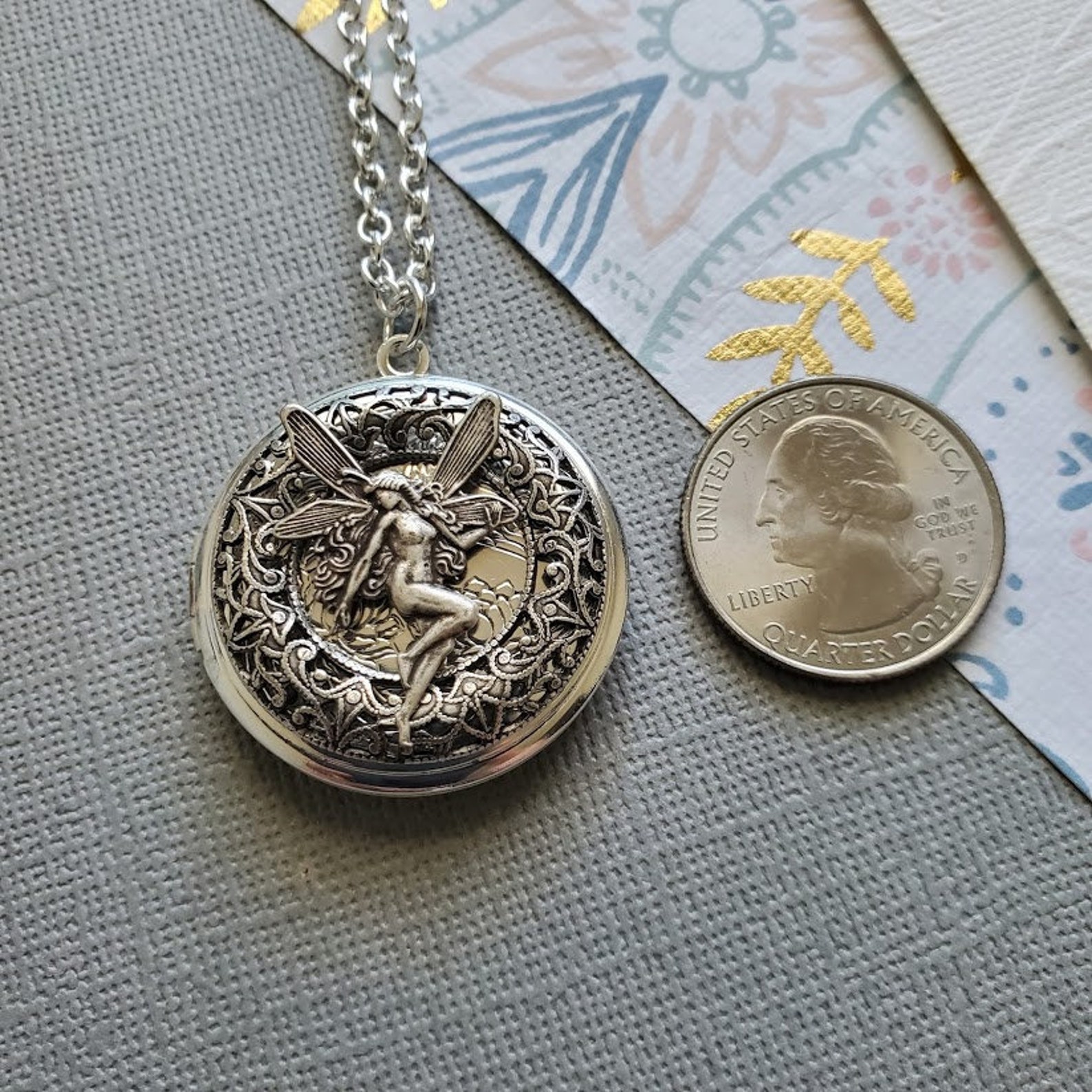 Silver Fairy Locket Photo Picture Necklace Enchantment - Etsy