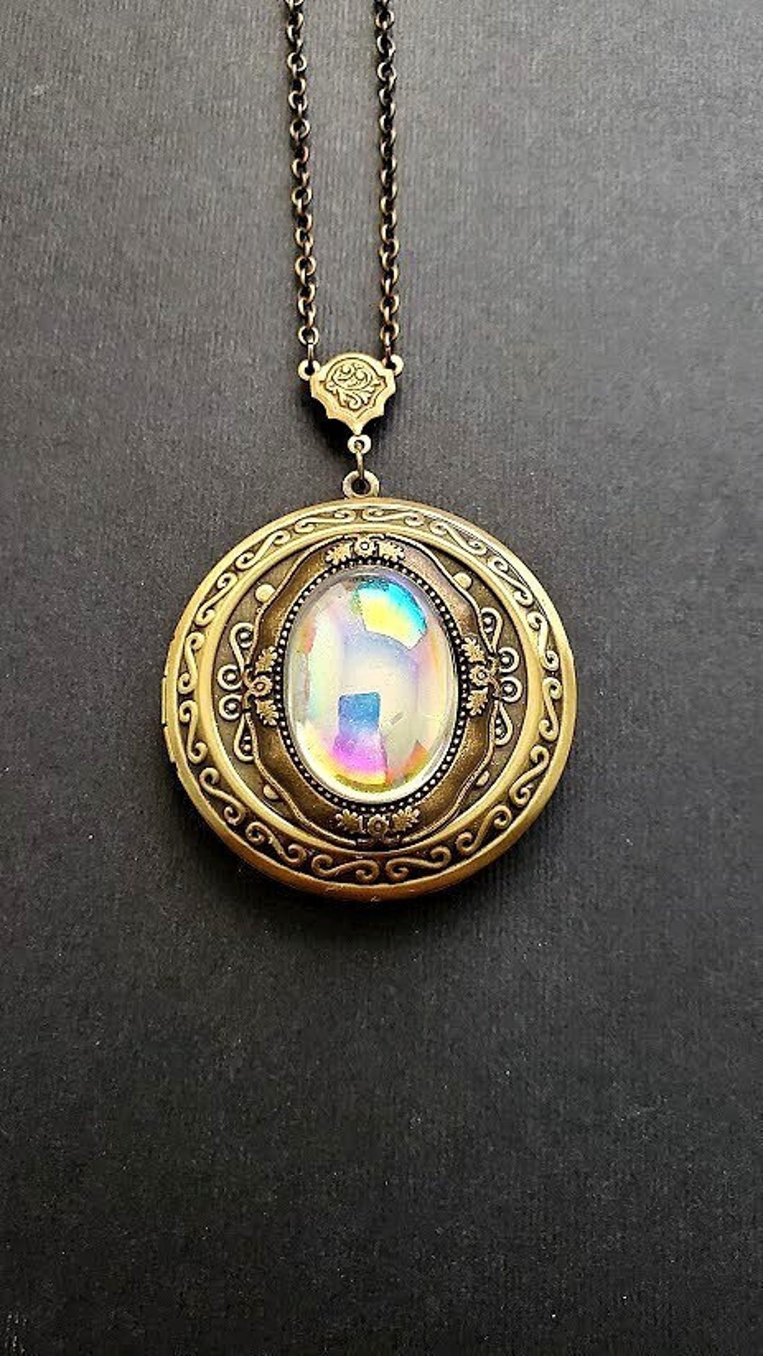 Aura Locket Necklace | Mystic Bronze Stone| Victorian Fantasy Jewelry ...