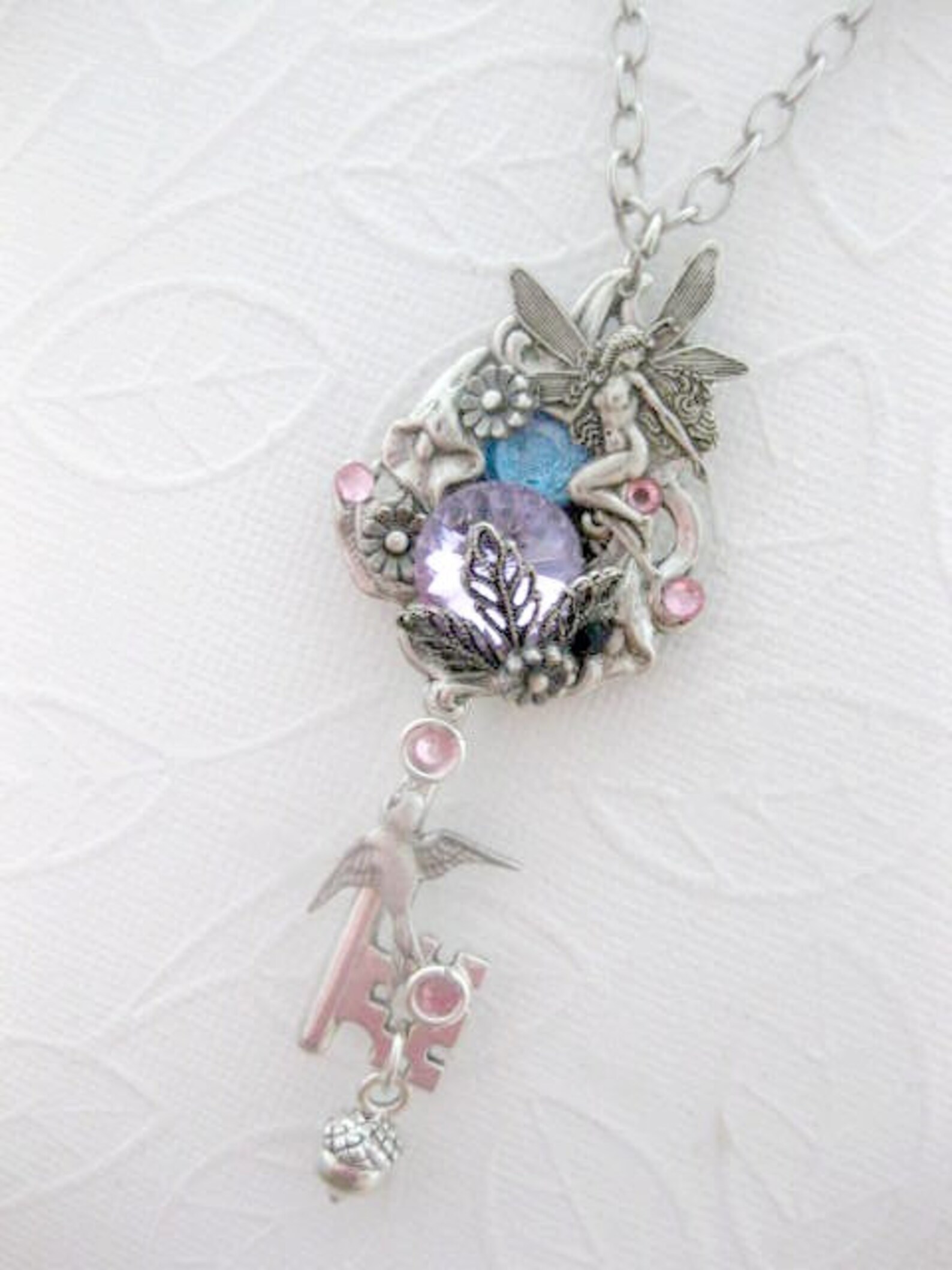 Key Necklace Fairy Key Necklace Fantasy Purple Crystal - Etsy