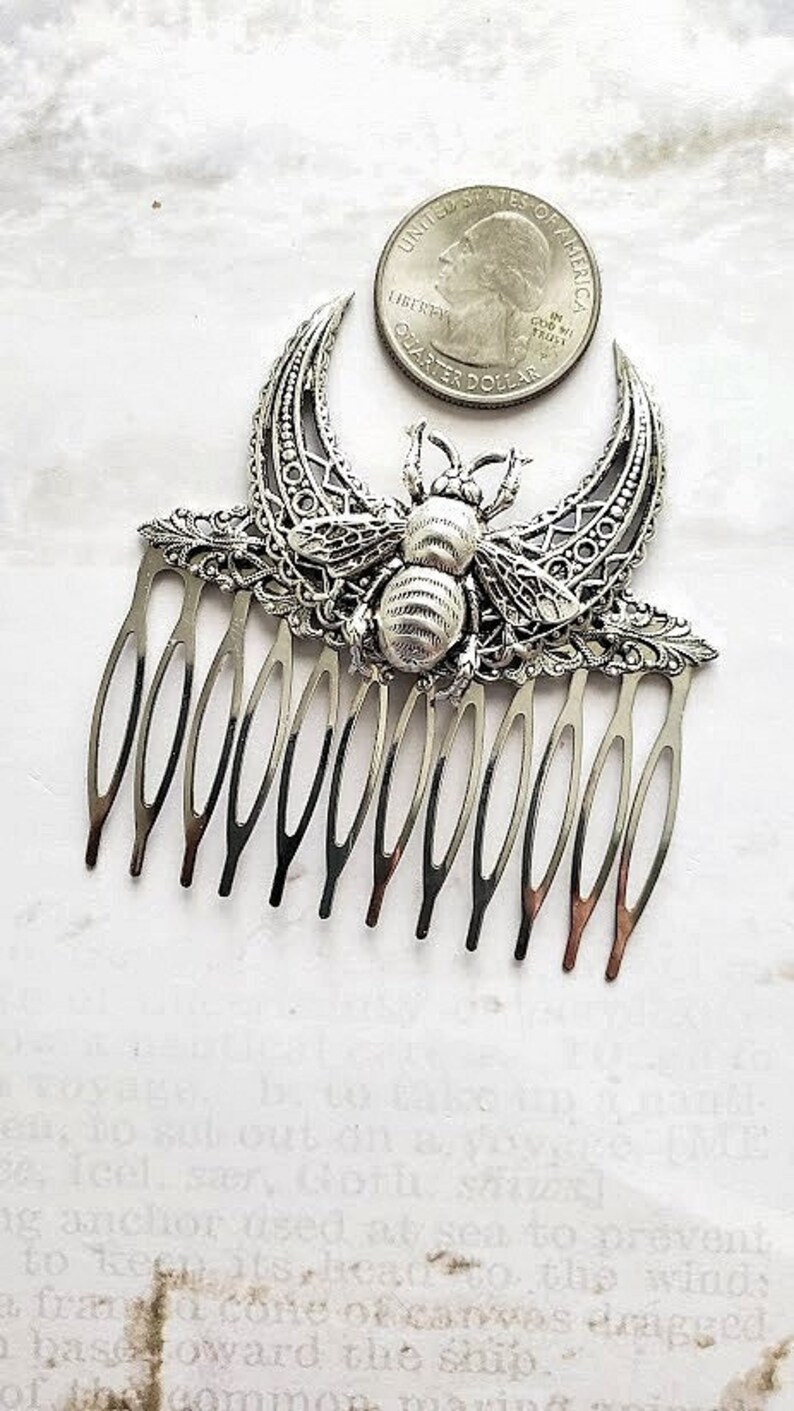 Honey Bee Haircomb Silver Bee Hair Pin Goth Steampunk Hair - Etsy