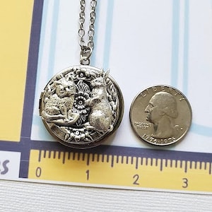 Animal Locket | Bunny and Cat Necklace | Silver Nature Pendant ...