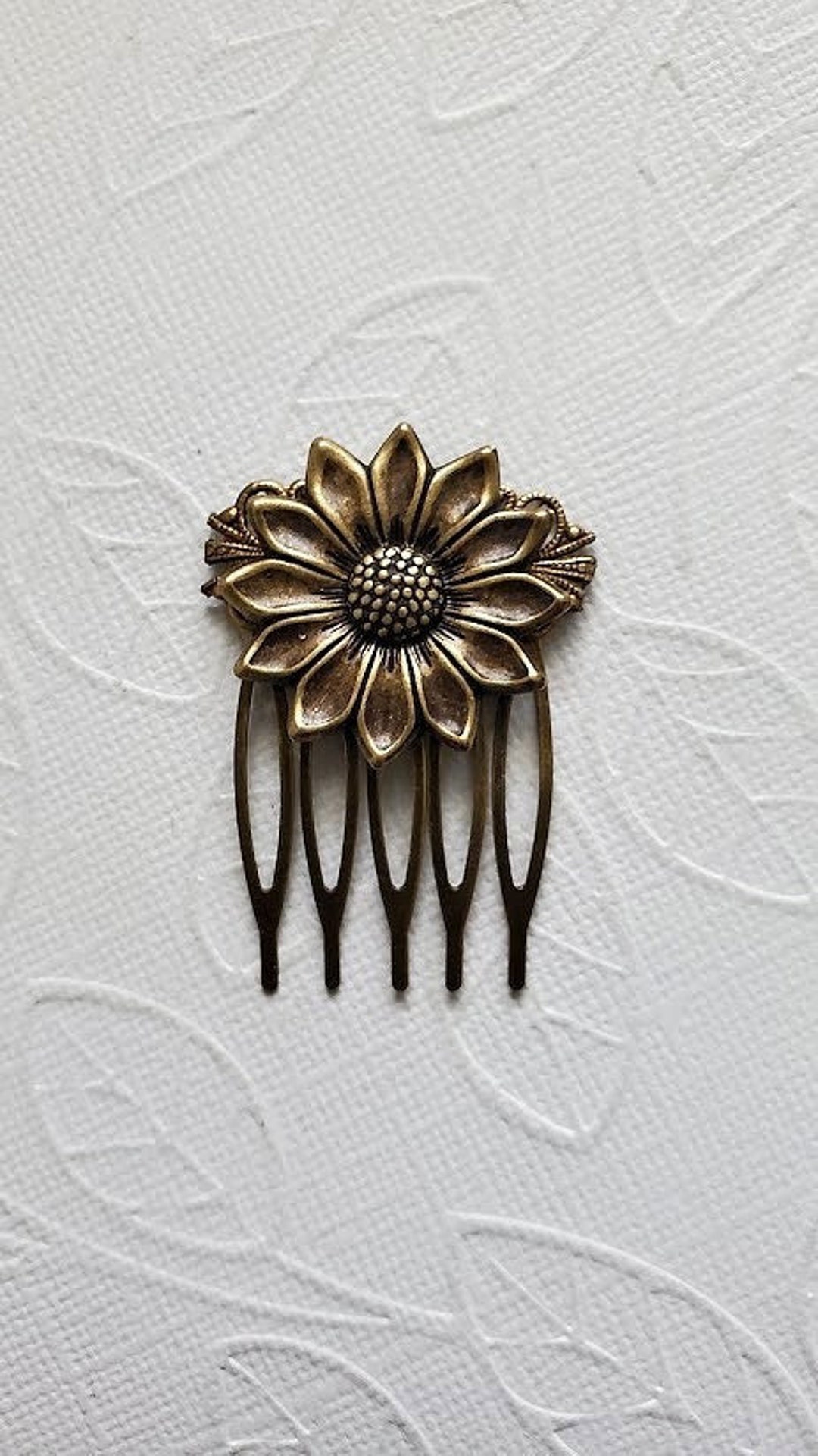 Antique Look Sunflower Hair Comb Bronze Floral Haircomb Dream Core ...