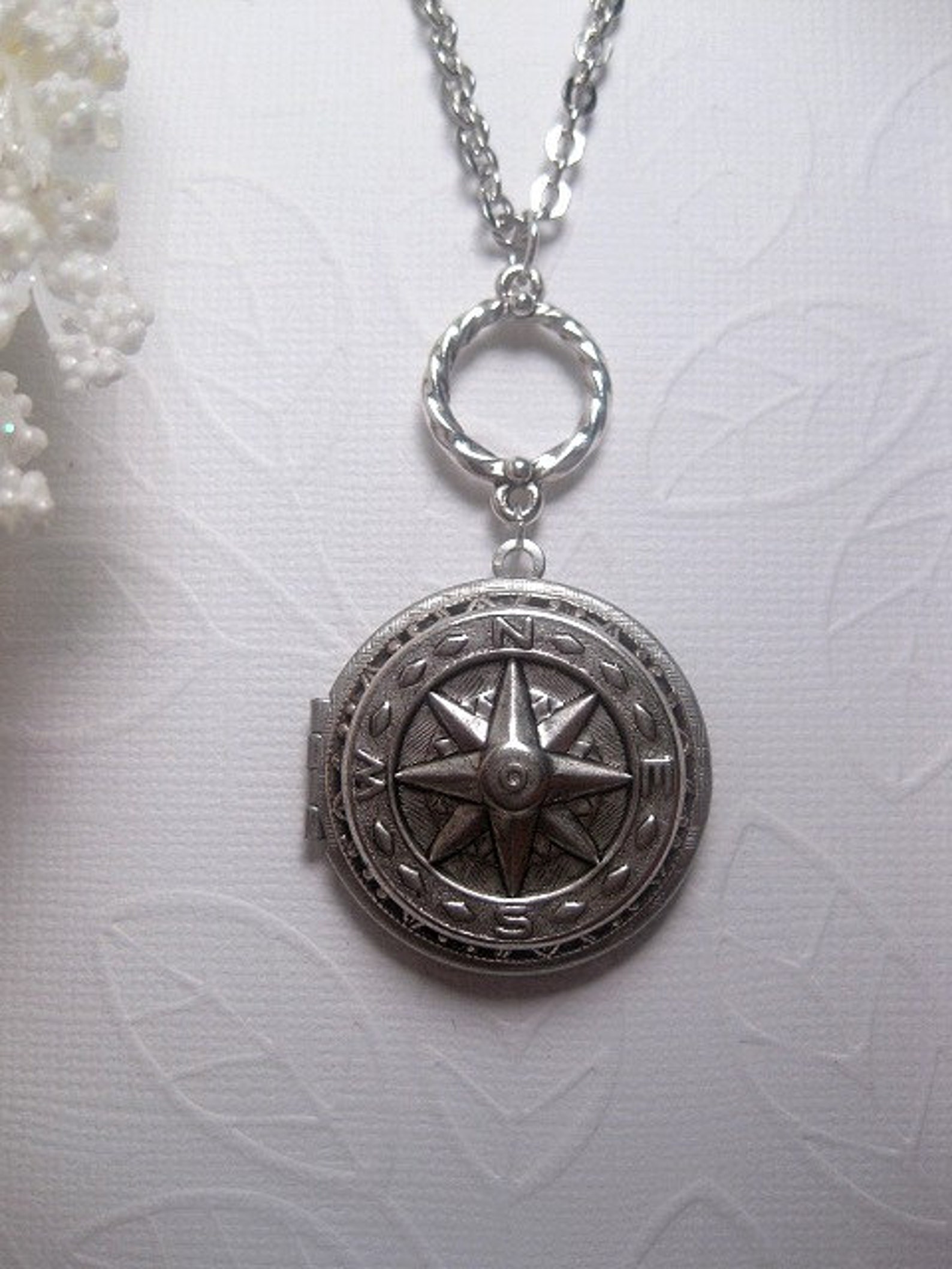 Compass Locket Necklace True North Locket Necklace Art - Etsy