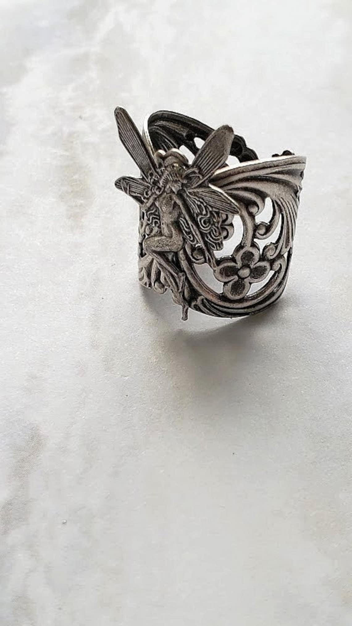 Silver Fairy Ring Angel Wing Ring Oxidized Sterling Silver - Etsy