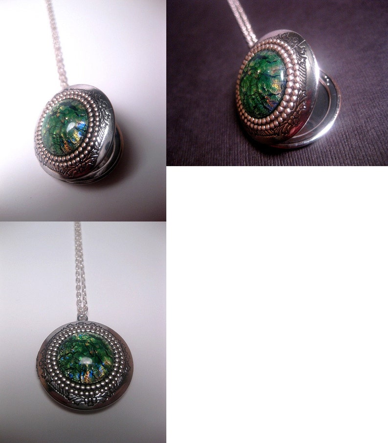 Green Opal Locket Necklace Opal Necklace Custom Chain - Etsy