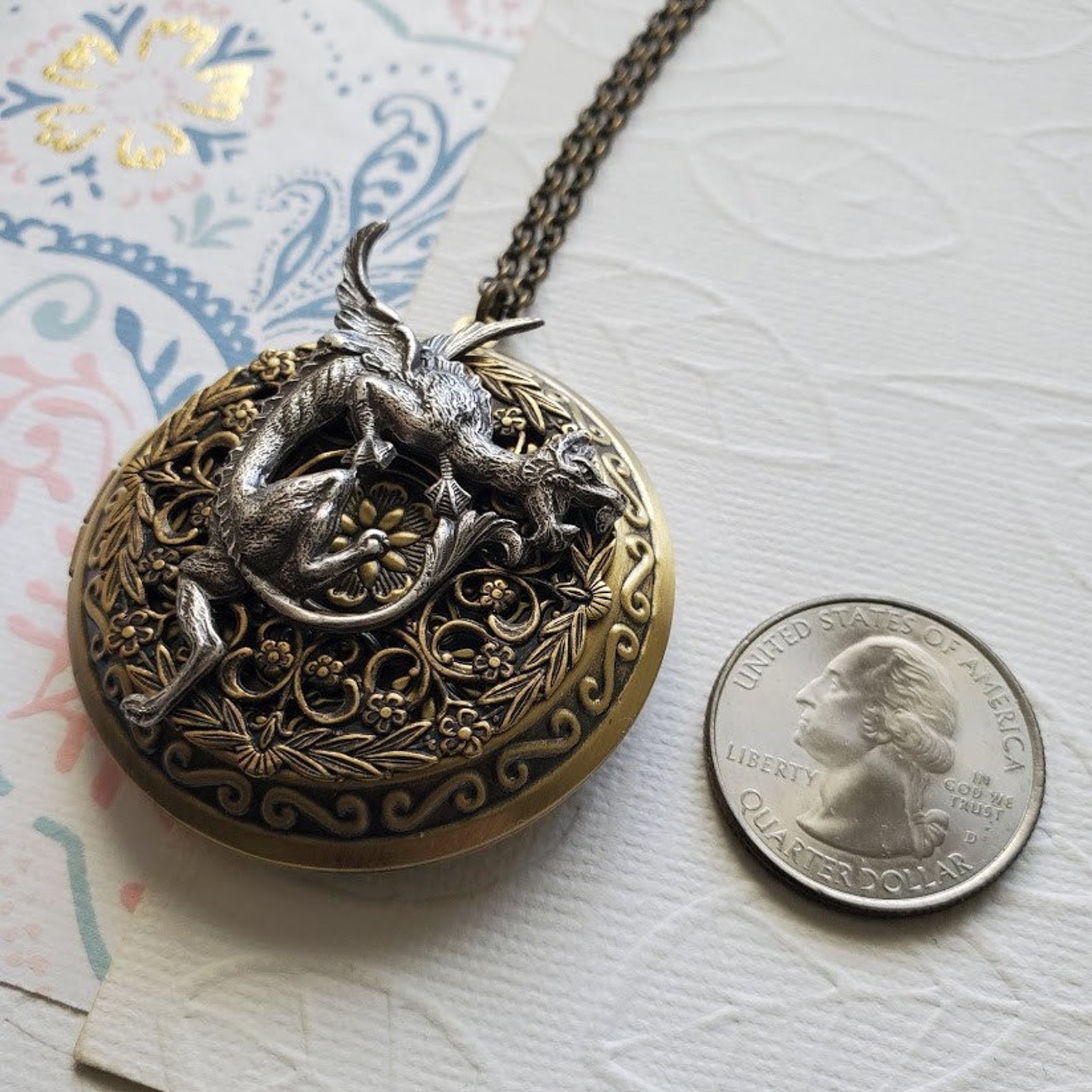 Gargoyle Dragon Pill Box Locket Necklace Trinket Purse - Etsy
