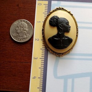 African Lady Brooch Pin | Queen Lady Cameo | Gold Brooch | Black and ...