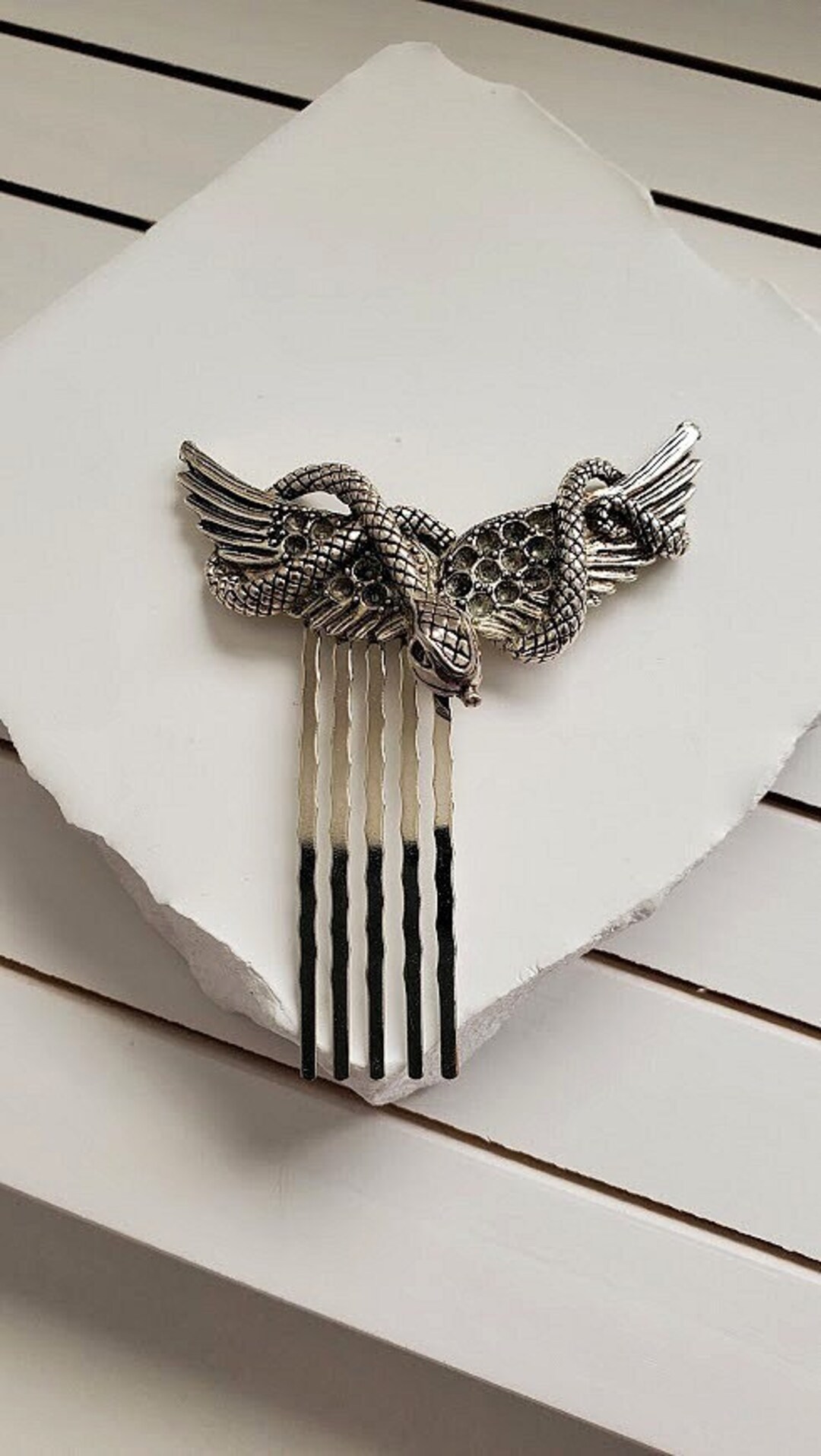 Snake Hair Comb | Serpent Hair Accessory | Slithering Silver Haircomb ...
