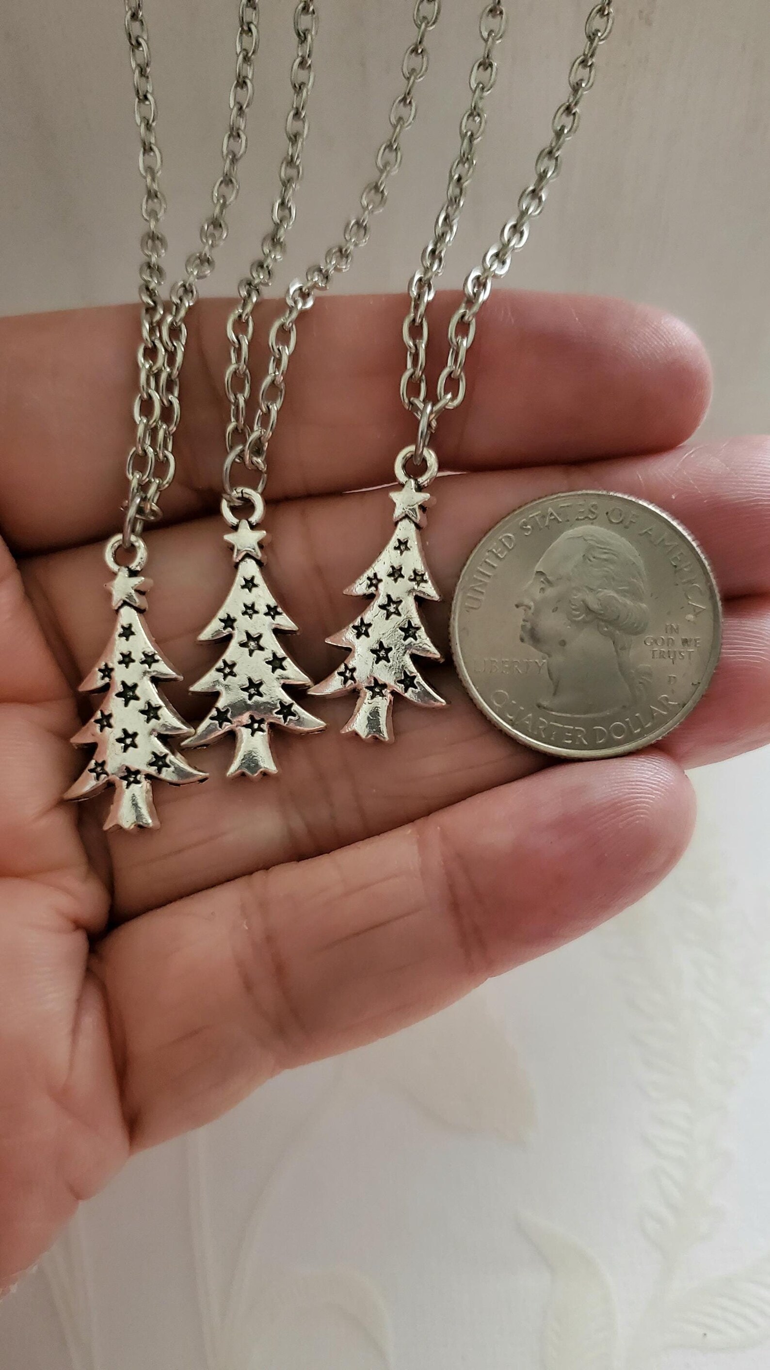 Christmas Tree Necklace | Silver Pendants | Charm | Matching Family ...