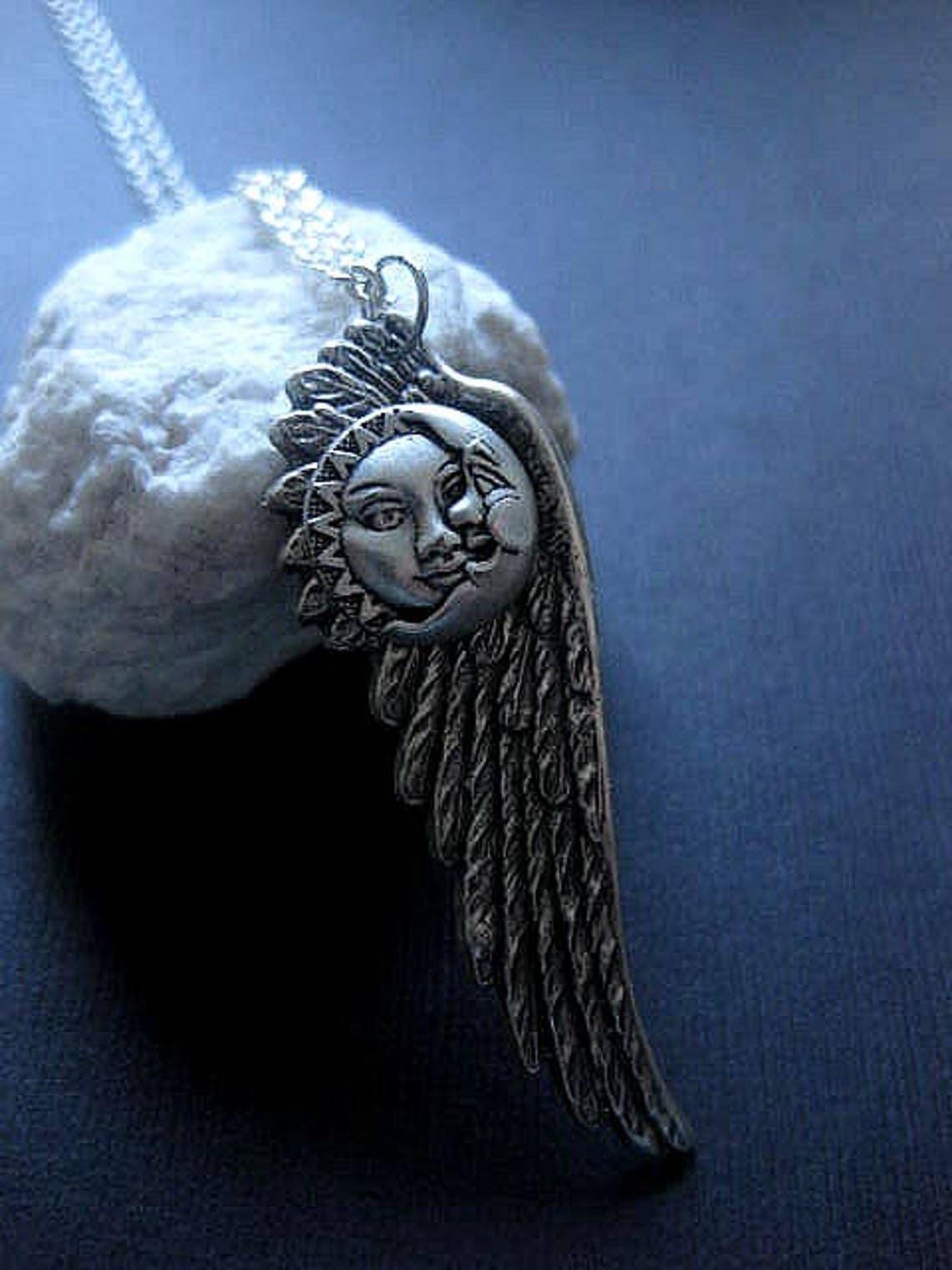 Angel Wing Necklace Sun And Moon Necklace Silver | Etsy