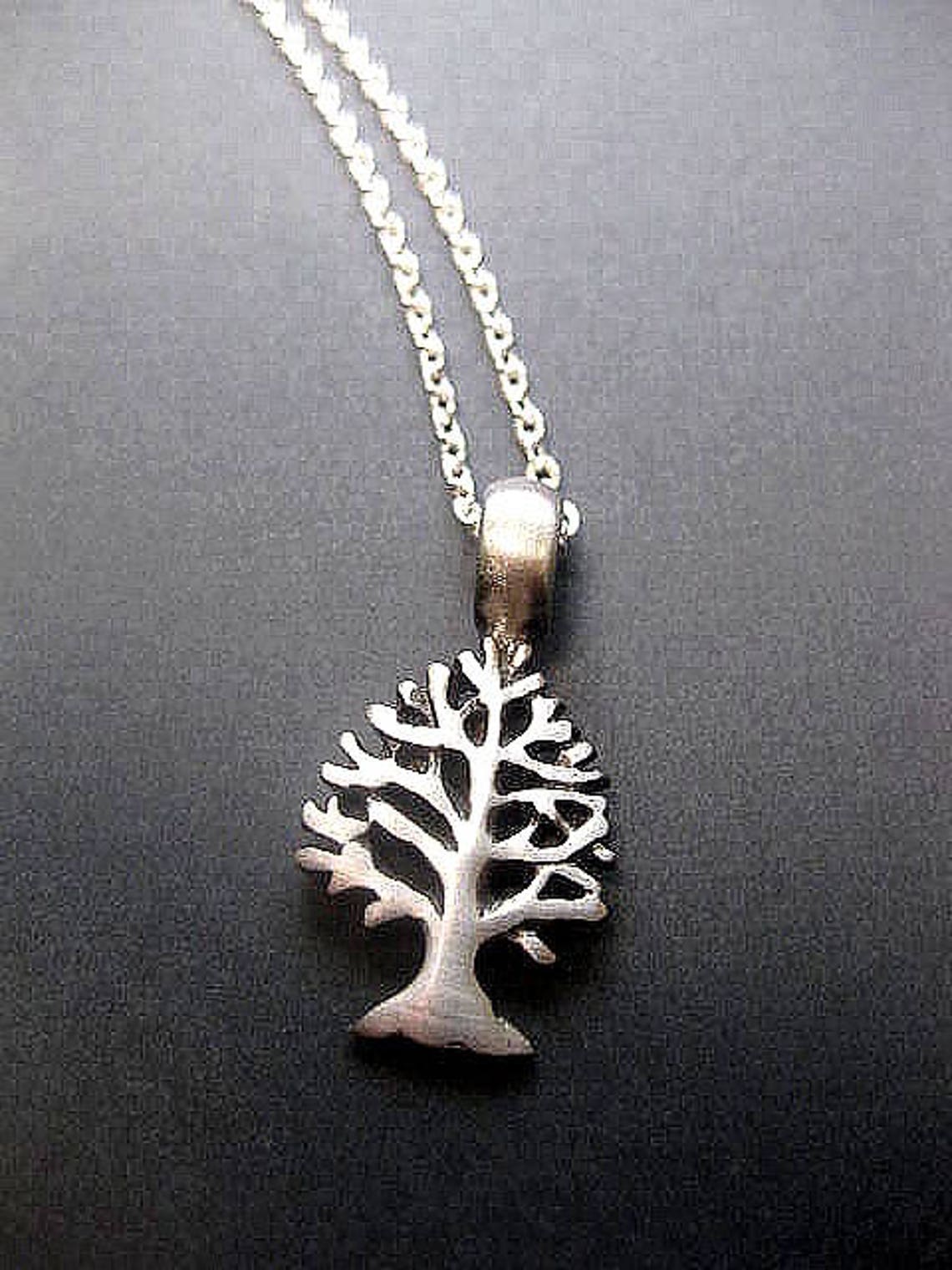 Tree Pendant Necklace Silver nature Custom Chain Length | Etsy