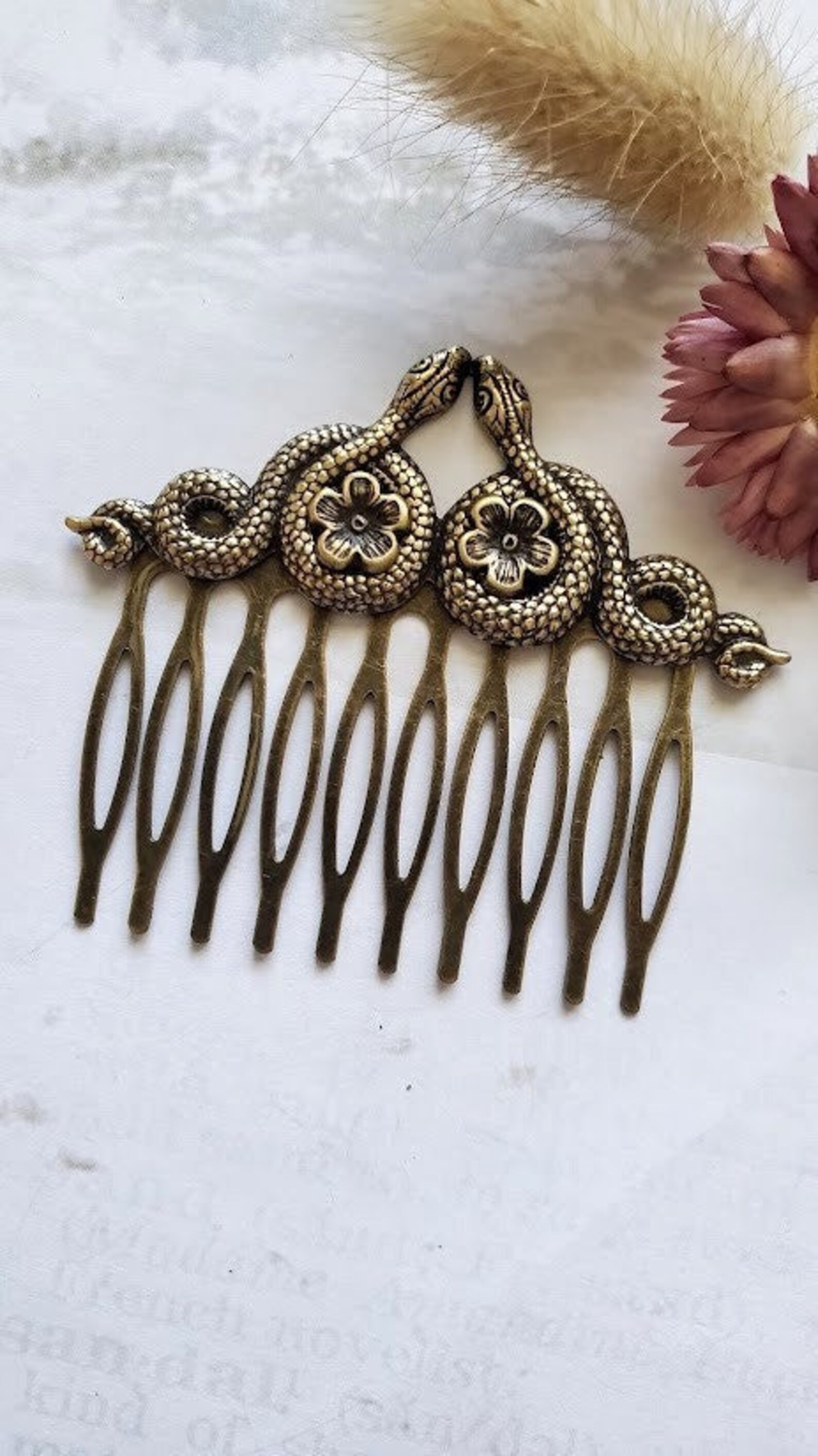 Herpetology Haircomb Snake Hair Accessories Bronze Floral - Etsy