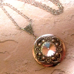 Crystal Necklace - Clear White Crystal Silver Locket - Etsy