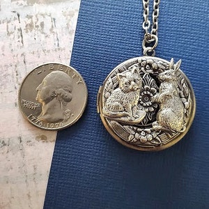 Animal Locket | Bunny and Cat Necklace | Silver Nature Pendant ...