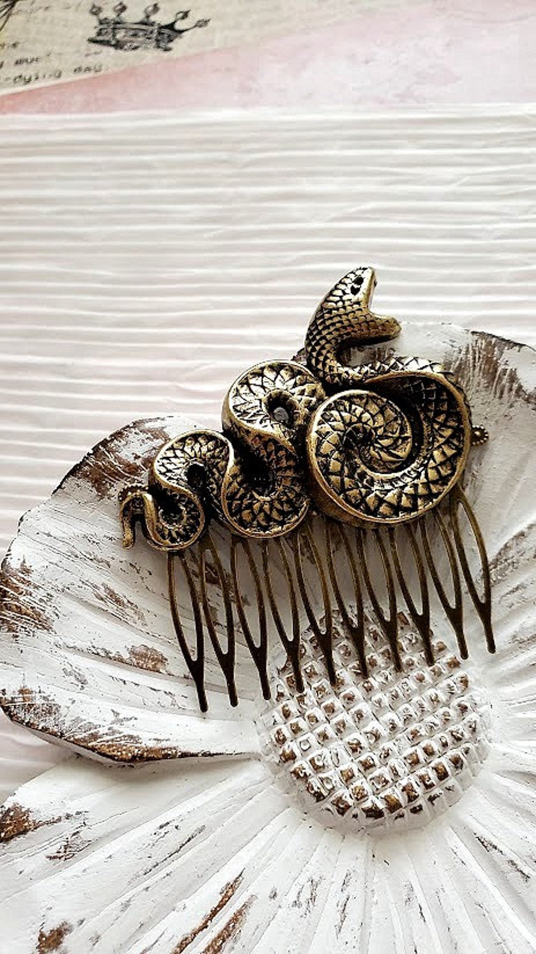 Snake Haircomb | Brass Reptile Comb | Thick Coil Snake | Halloween ...
