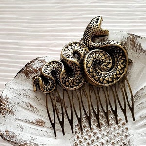 Snake Haircomb | Brass Reptile Comb | Thick Coil Snake | Halloween ...