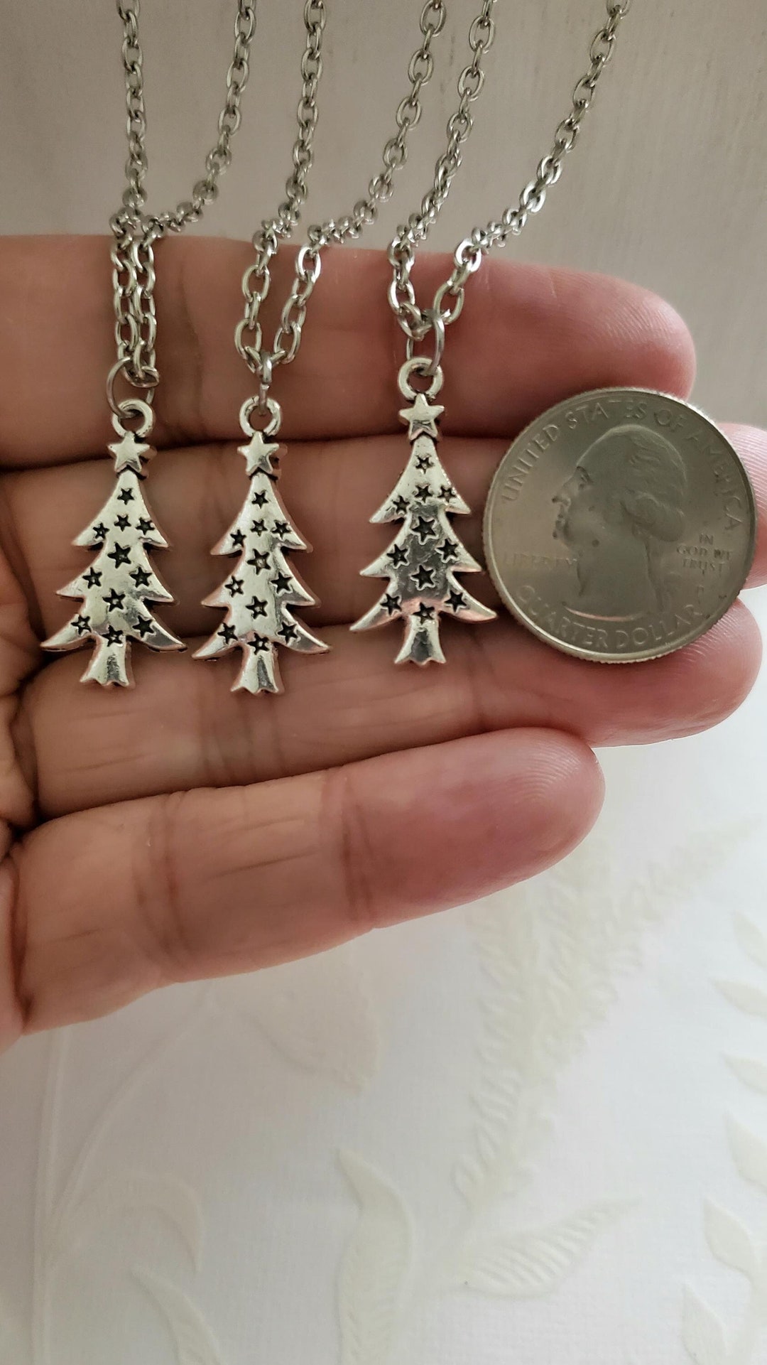 Christmas Tree Necklace | Silver Pendants | Charm | Matching Family ...