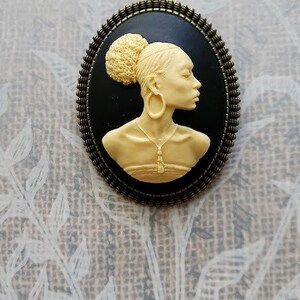 African Lady Cameo Brooch Pin Black Brown Lady Girl Female Tribal Ethnic Culture Unisex Male ...