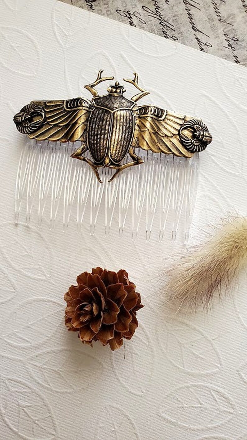 Scarab Hair Comb Clear Plastic Hairpiece Bronze Steampunk - Etsy
