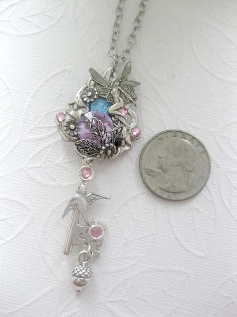 Key Necklace Fairy Key Necklace Fantasy Purple Crystal - Etsy