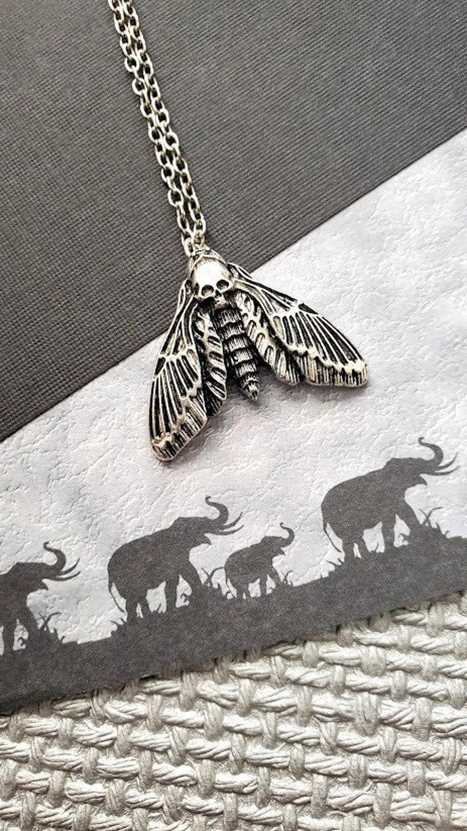 Dead Head Moth Neklace Bug Necklace Skull Metal Insect Men Unisex Death ...
