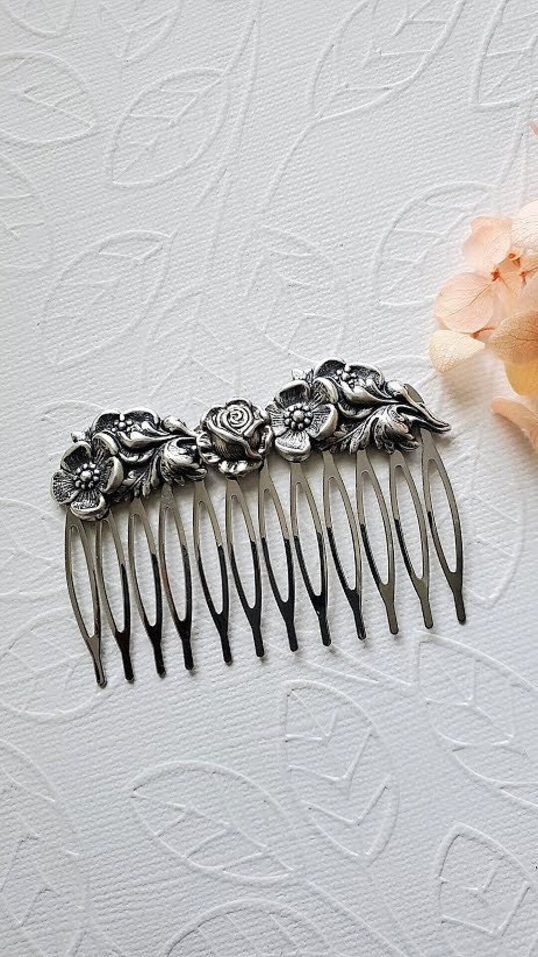 Vintage Look Flower Haircomb | Nature Hair Comb | Silver Floral ...