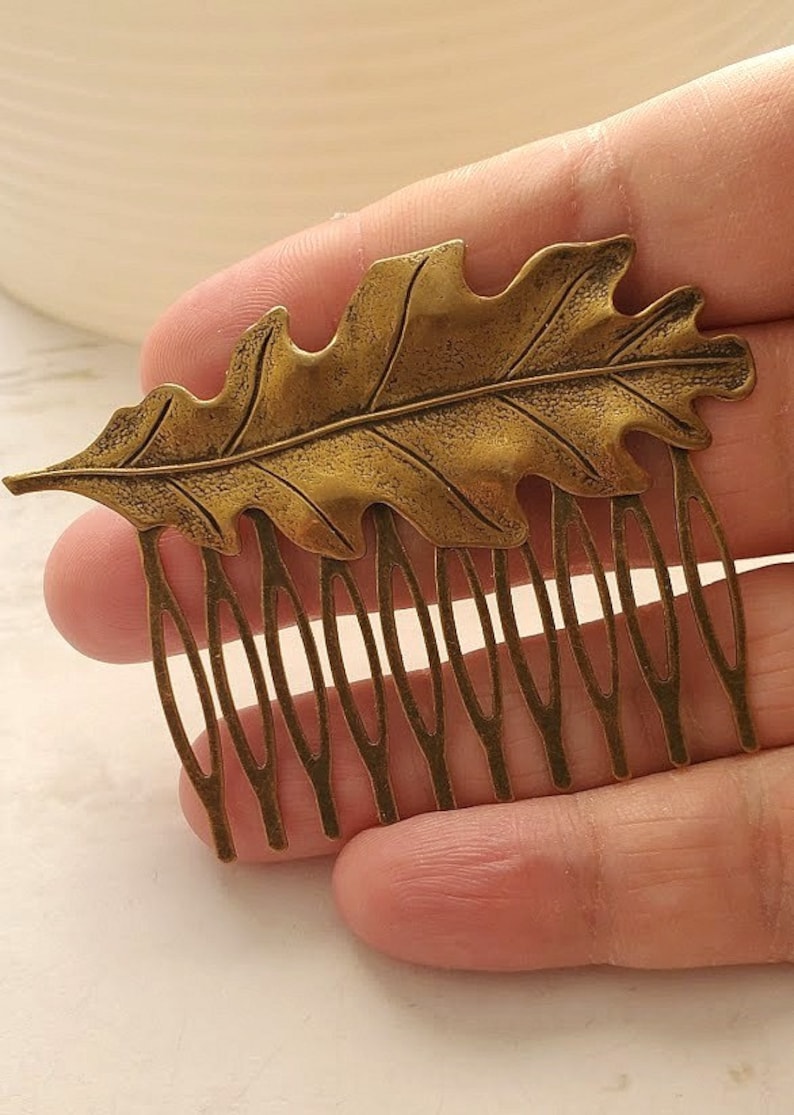 Nature Hair Comb | Large Leaf Hair Clip Woodland Brass Hair Comb ...