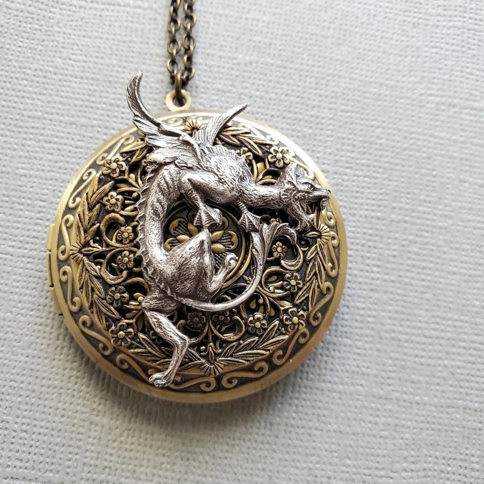 Gargoyle Dragon Pill Box Locket Necklace Trinket Purse - Etsy