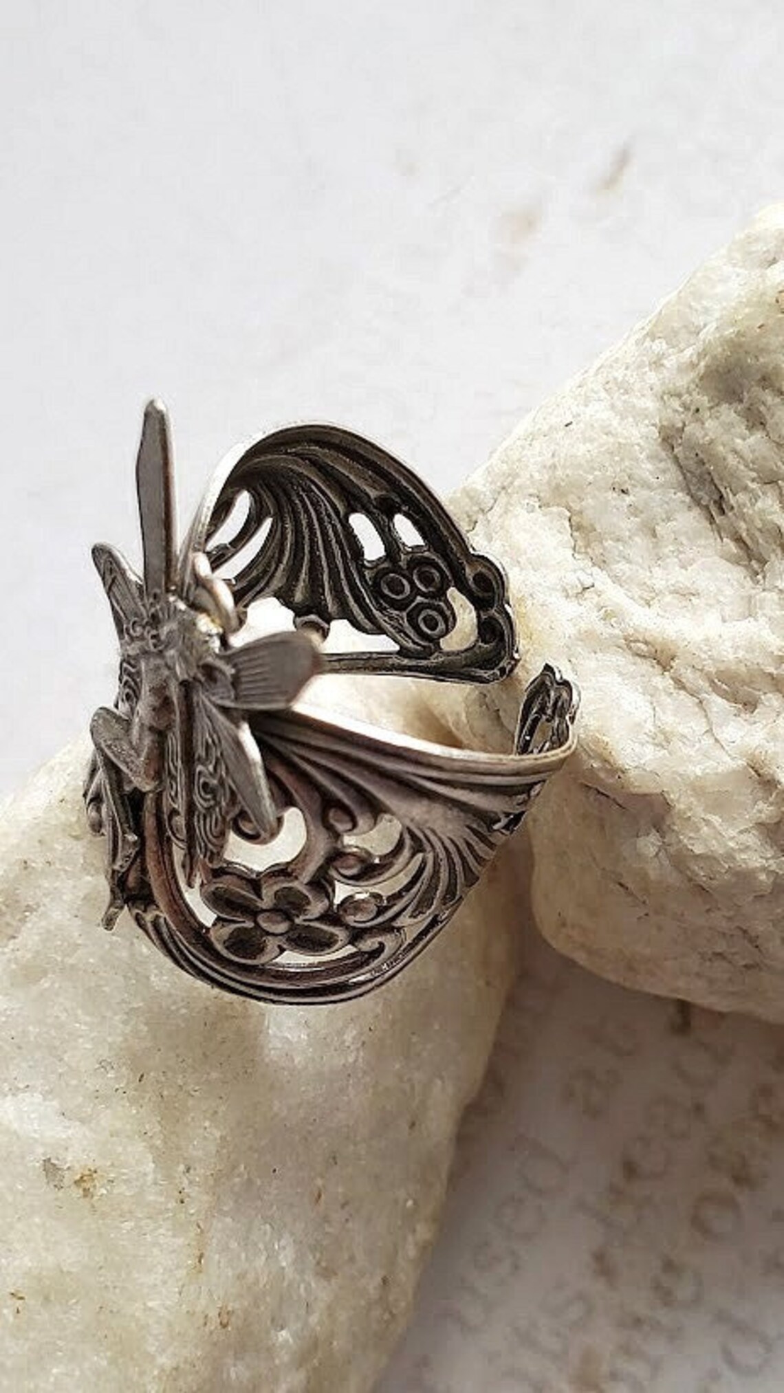 Silver Fairy Ring Angel Wing Ring Oxidized Sterling Silver - Etsy