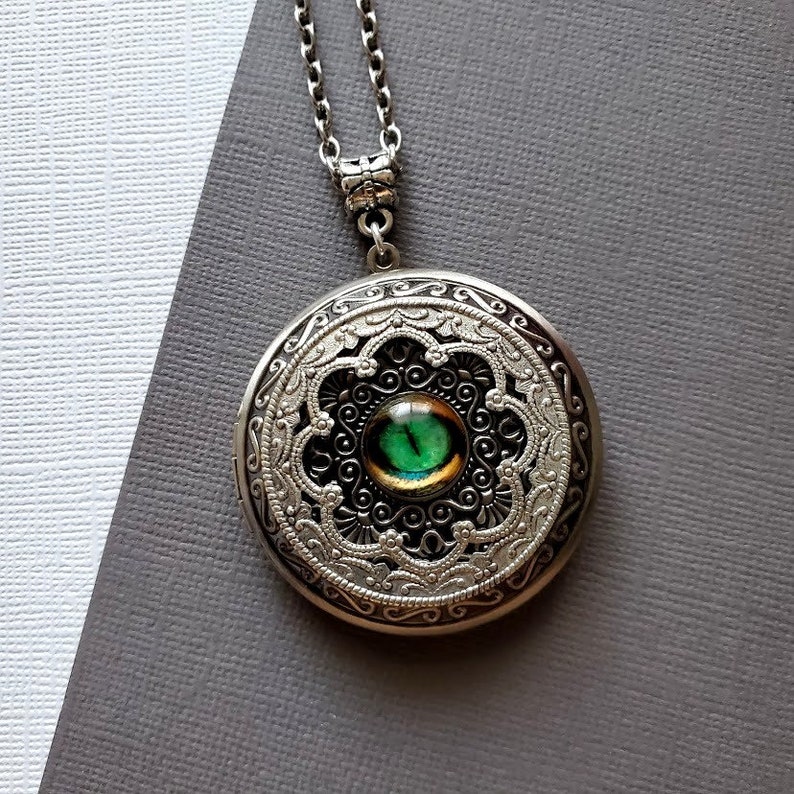 Green Eye Locket Steampunk Goth Harry Potter Fire Dragon - Etsy