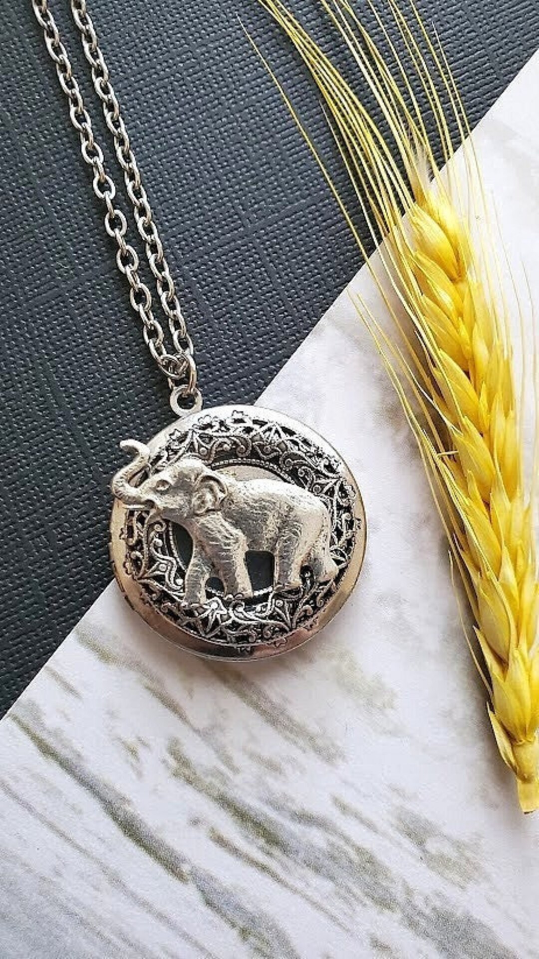 Silver Elephant Locket Circus Necklace Animal Necklace - Etsy