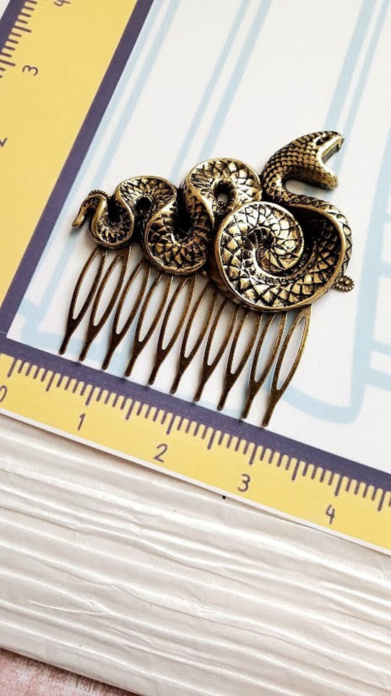 Snake Haircomb | Brass Reptile Comb | Thick Coil Snake | Halloween ...