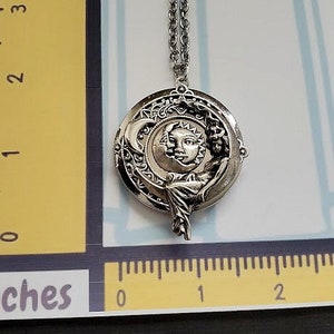 Moon Face Locket | Silver Necklace | Crescent Jewelry | Celestial Sun ...