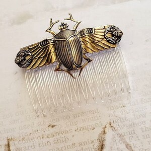 Scarab Hair Comb | Clear Plastic Hairpiece | Bronze Steampunk Hair ...