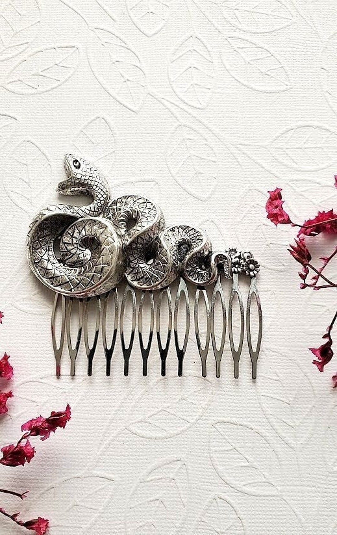 Silver Snake Haircomb Thick Coil Snake Halloween Gothic Grunge Fashion ...