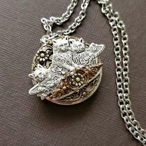 Silver Cat Locket | Kitty Cat Necklace | Basket of Animal Jewelry ...