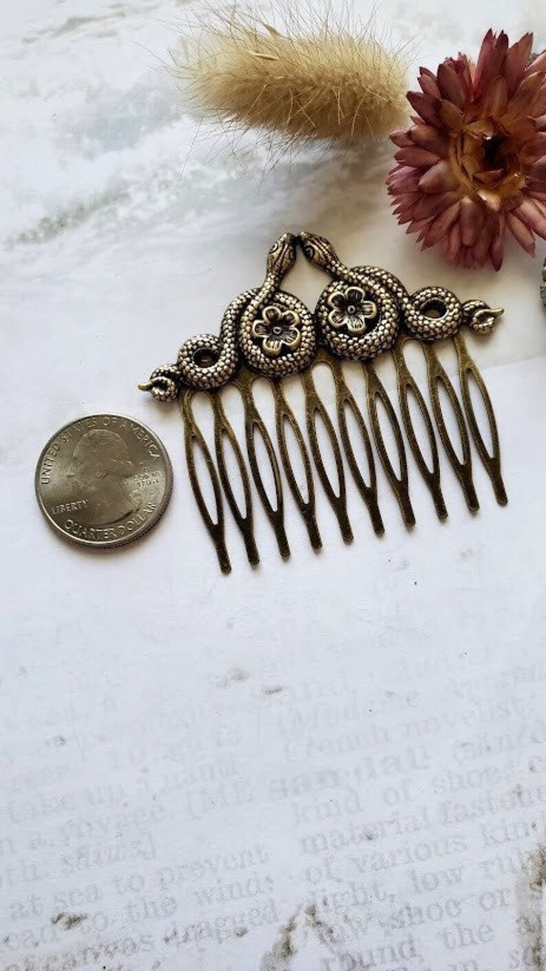 Herpetology Haircomb Snake Hair Accessories Bronze Floral - Etsy