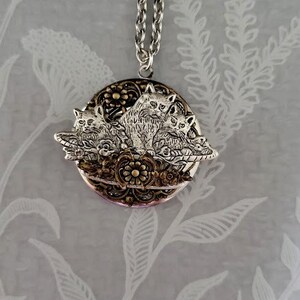 Silver Cat Locket | Kitty Cat Necklace | Basket of Animal Jewelry ...
